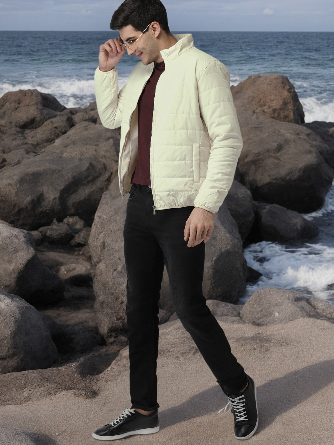 Buy Mast & Harbour Men White Solid Puffer Jacket - Jackets for Men ...