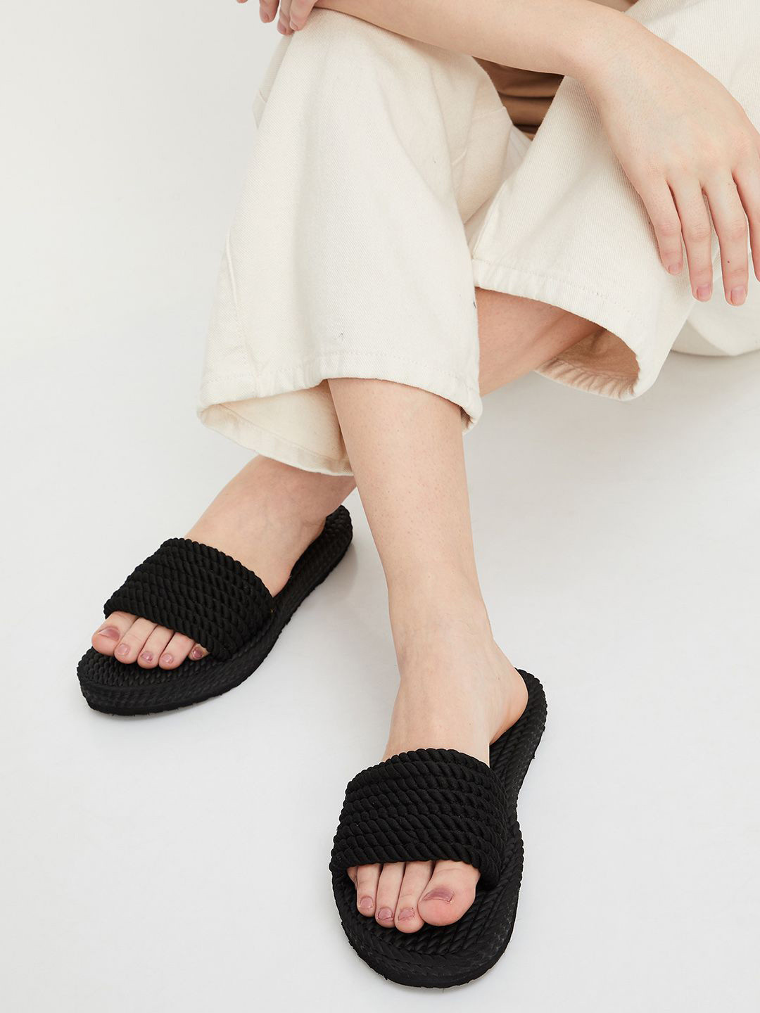 Buy Max Women Self Design Sliders - Flip Flops for Women 30546049 | Myntra