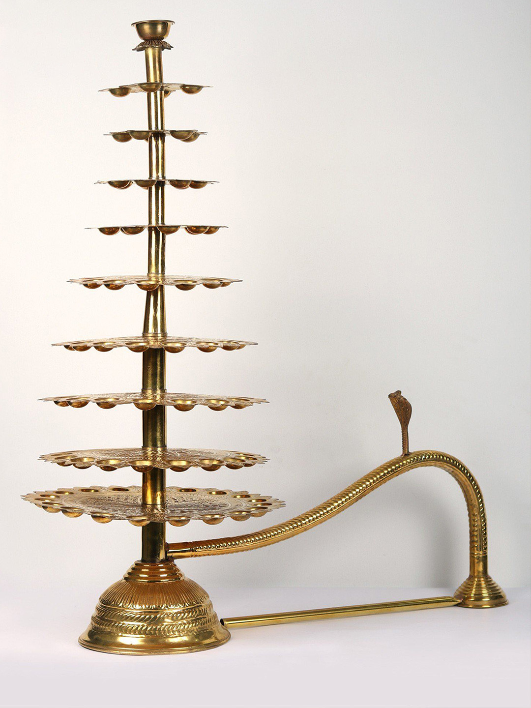 Buy Exotic India 9 Layer Brass Hand Held Oil Lamp - Pooja Essentials ...
