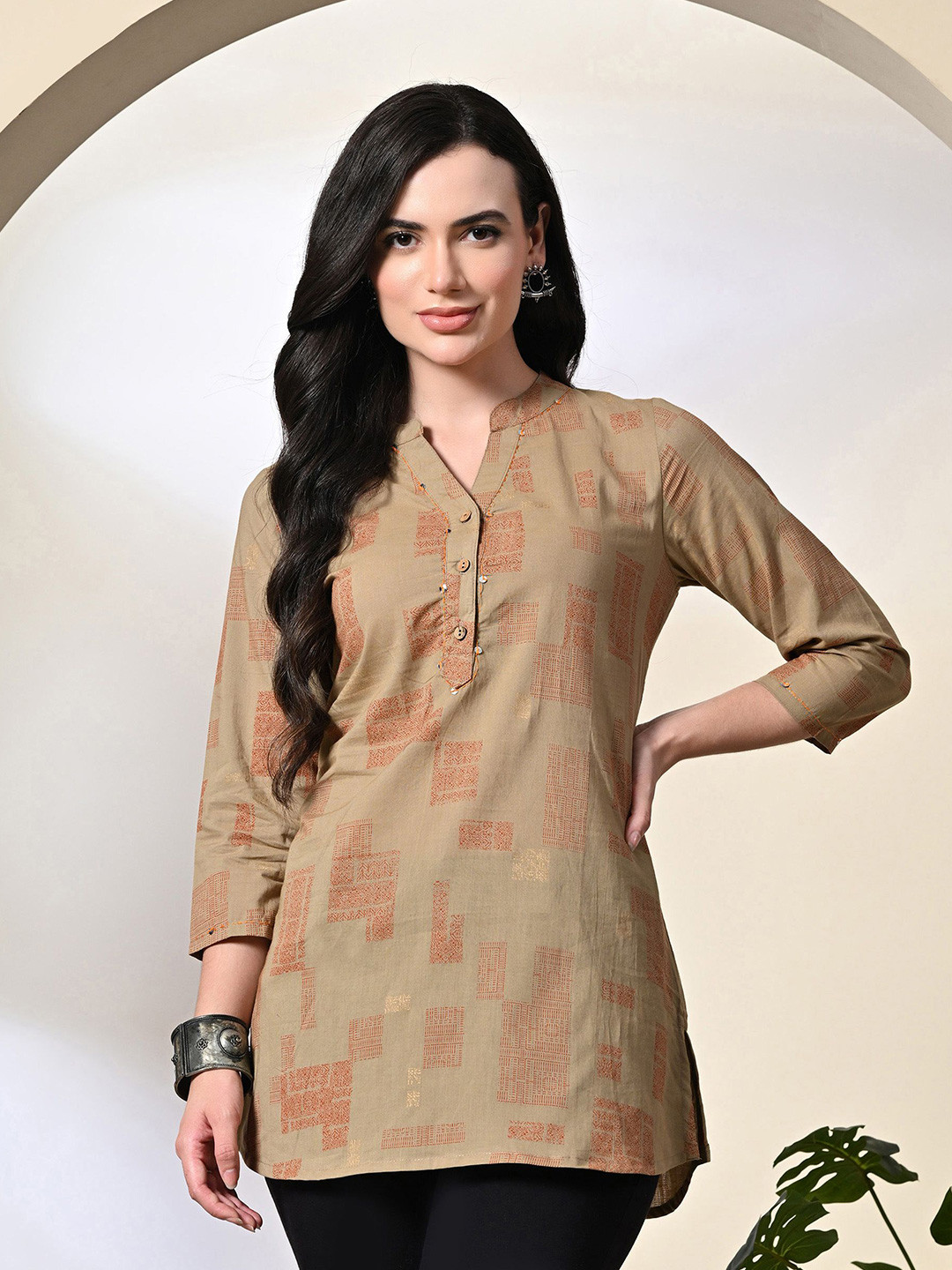 Buy DECKEDUP Mandarin Collar Printed Tunic - Tunics for Women 30574566 ...