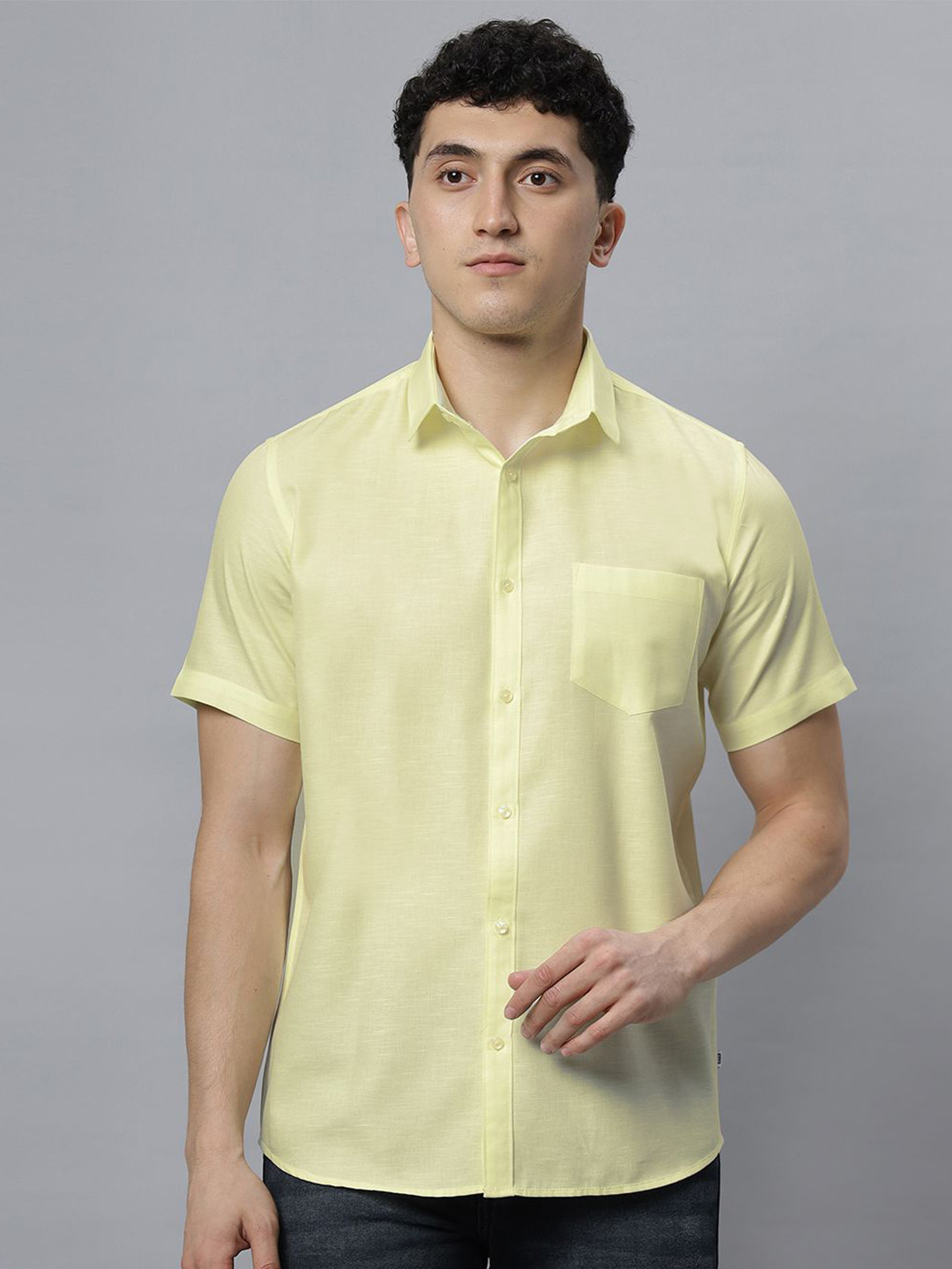 Buy Hence Men Spread Collar Solid Cotton Slim Fit Casual Shirt - Shirts ...