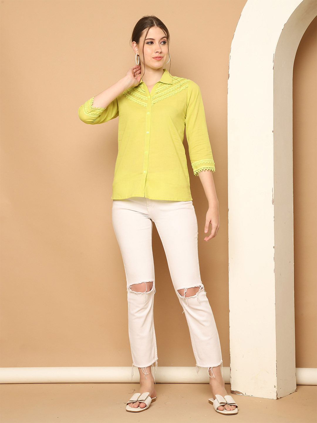 Buy Rajnandini Floral Print Mandarin Collar Ethnic Cotton Top - Tops for Women 30584762 | Myntra