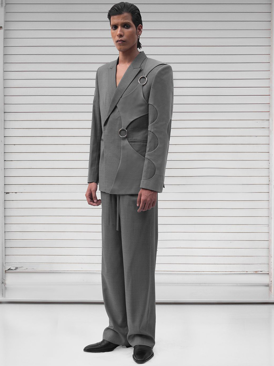 Buy ALTER X Space Tailored Fit Peaked Lapel Collar Double Breasted ...