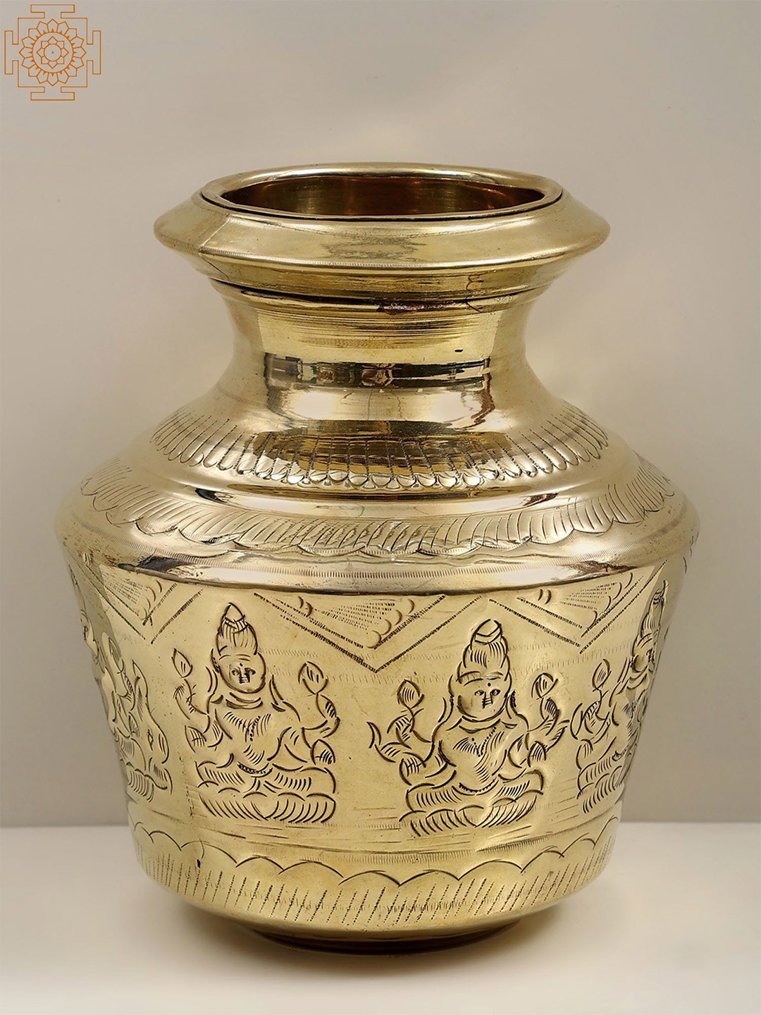 Buy Exotic India 7" Brass Ashtalakshmi Puja Kalasha - Pooja Essentials ...