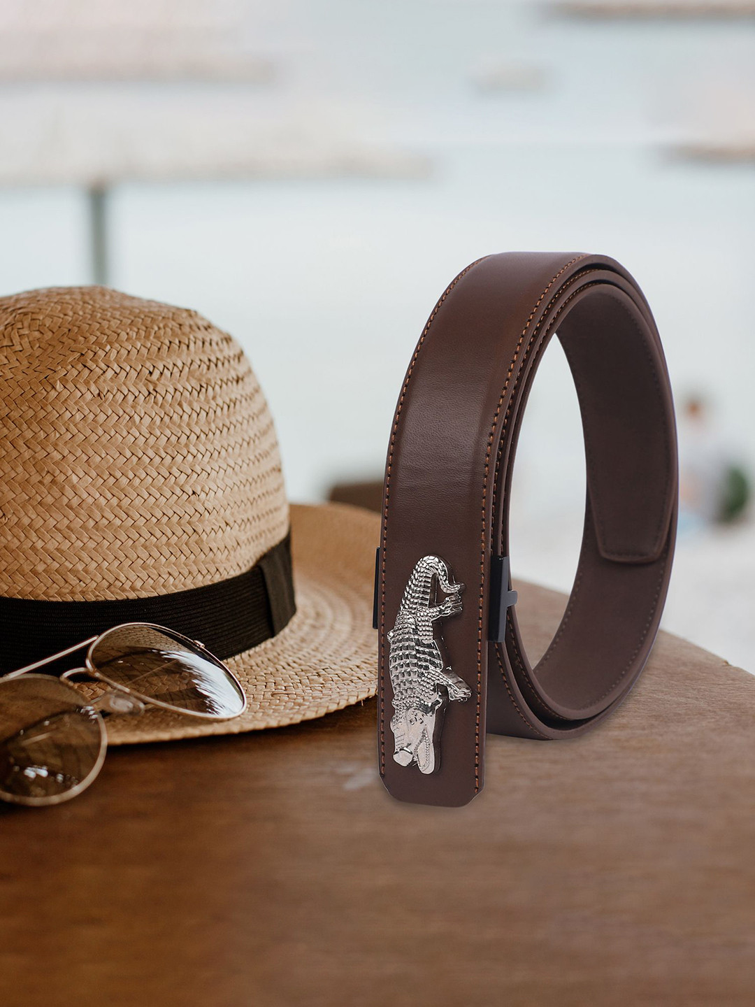 Buy KEZRO Men Solid Push Pin Closure Formal Belt - Belts for Men ...