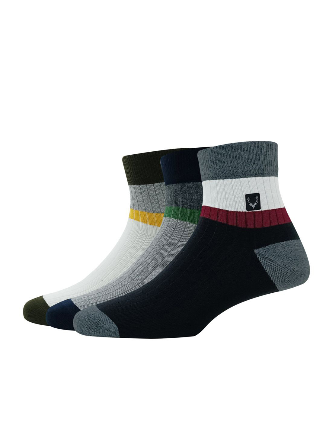 Buy Allen Solly Men Pack Of 3 Colorblocked Above Ankle Length Socks ...