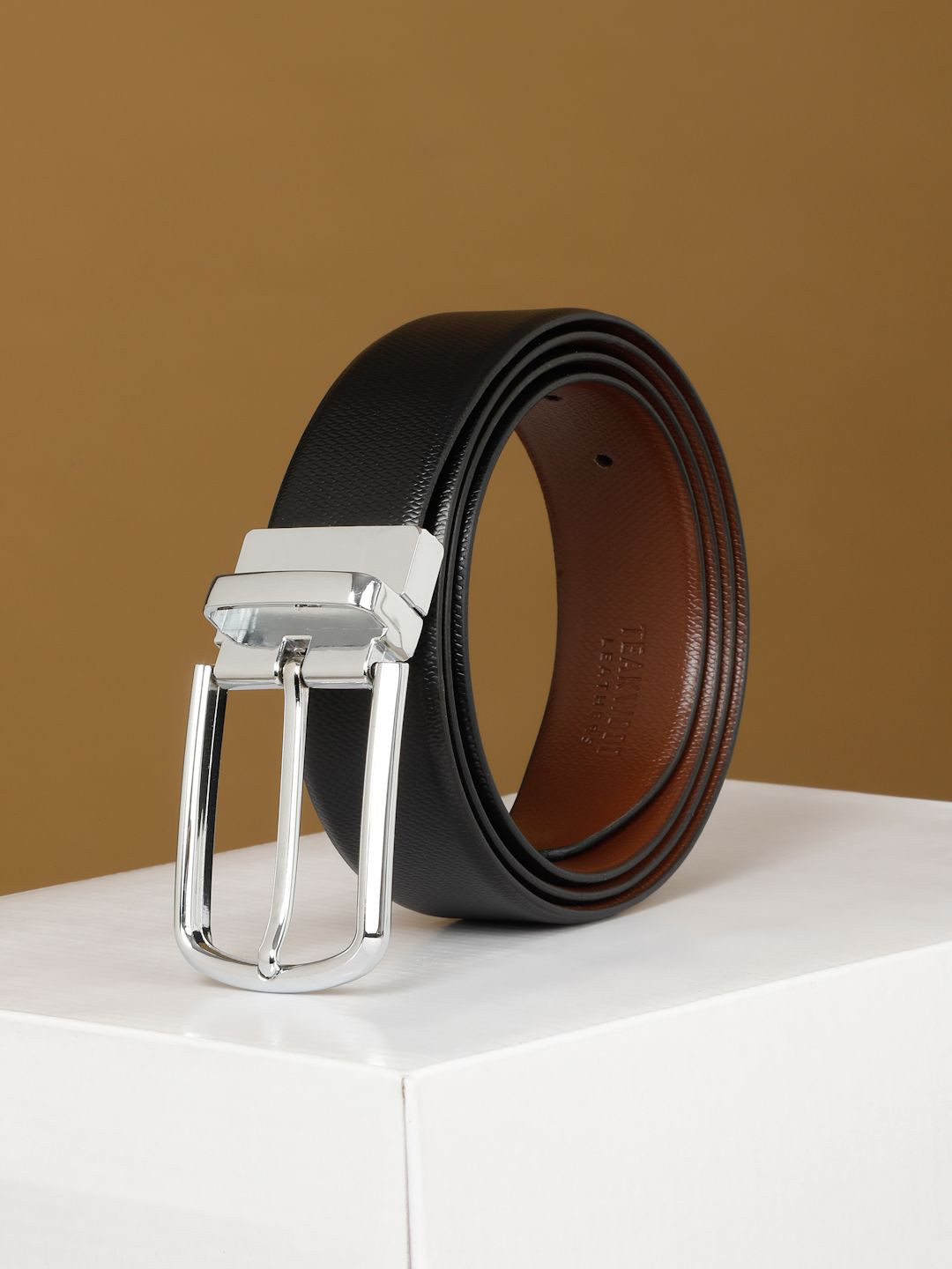 Buy Teakwood Leathers Men Textured Leather Reversible Belt - Belts for ...