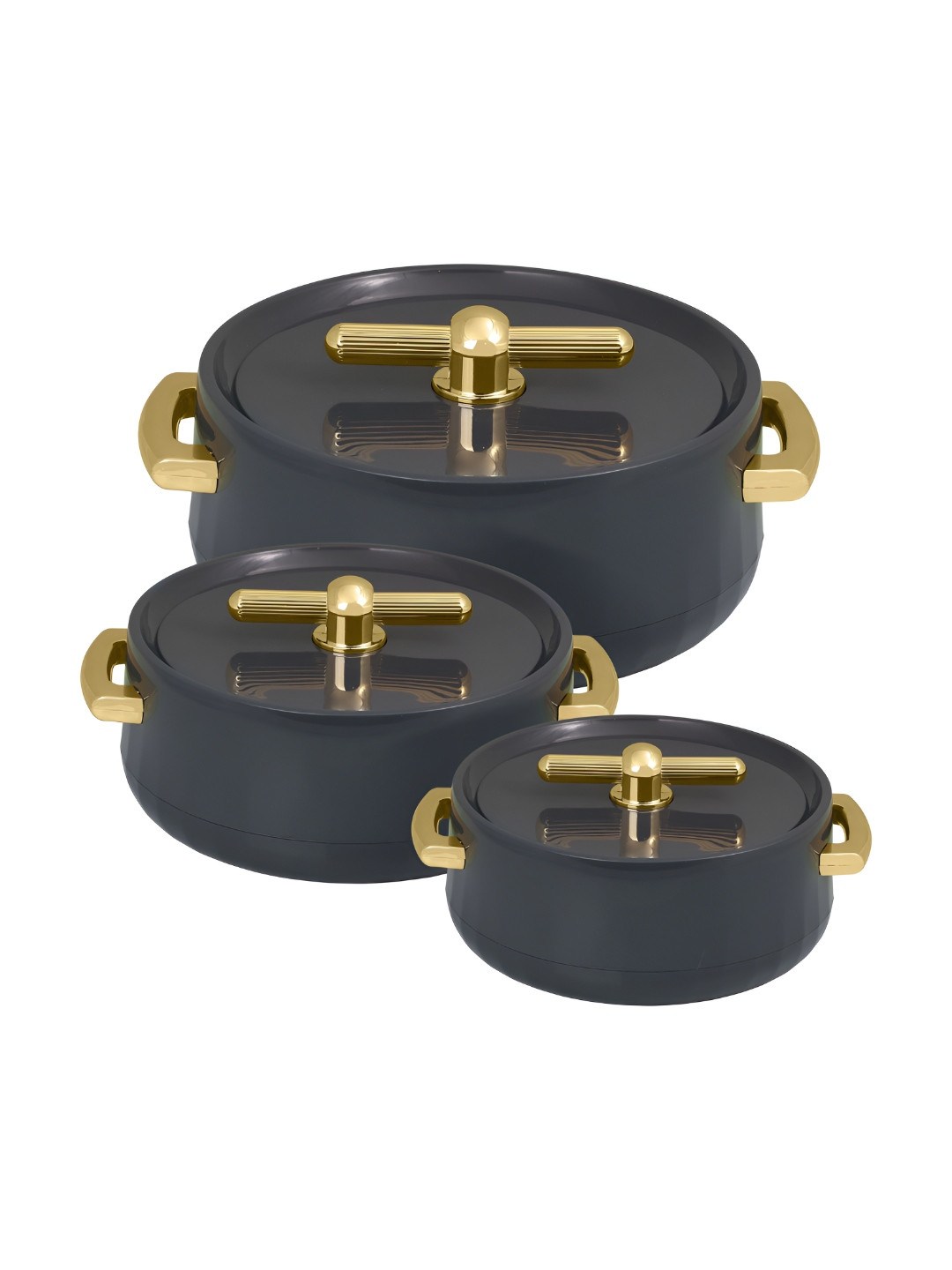 Buy SELVEL Grey 3 Pcs Elegance Royal Inner Steel Casseroles 1700ml ...