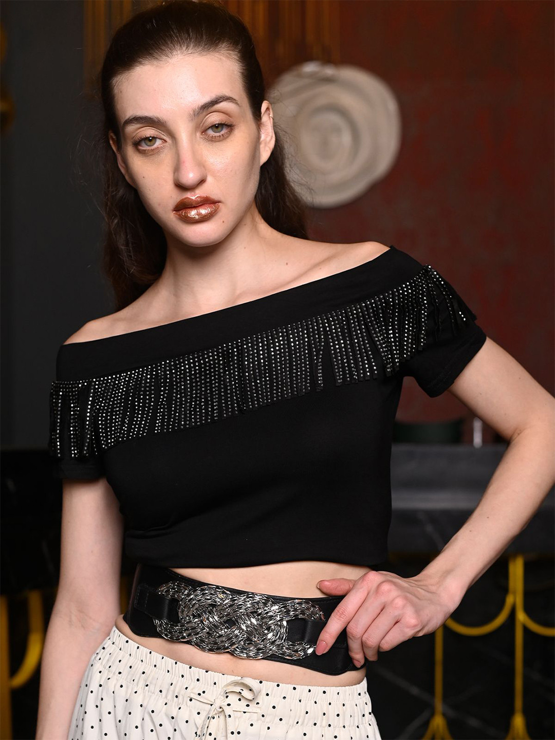 Buy ODETTE Women Embellished Push Pin Closure Casual Belt - Belts for ...