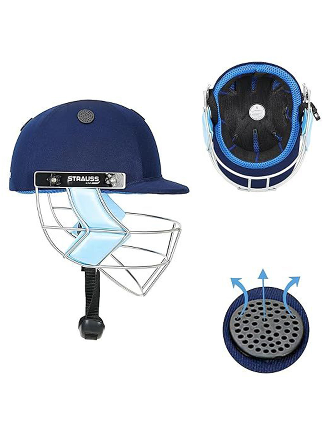 Buy STRAUSS Boys Steel Grill Cricket Helmet With Adjustable Straps ...