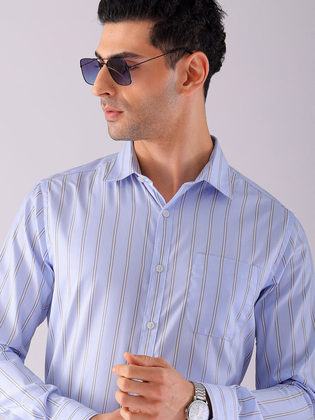 Buy The Indian Garage Co. X Luxe Men Striped Slim Fit Spread Collar ...