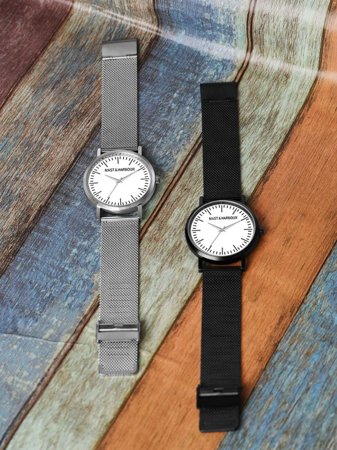 Buy Mast & Harbour Men Dial & Stainless Steel Straps Analogue Watch M ...