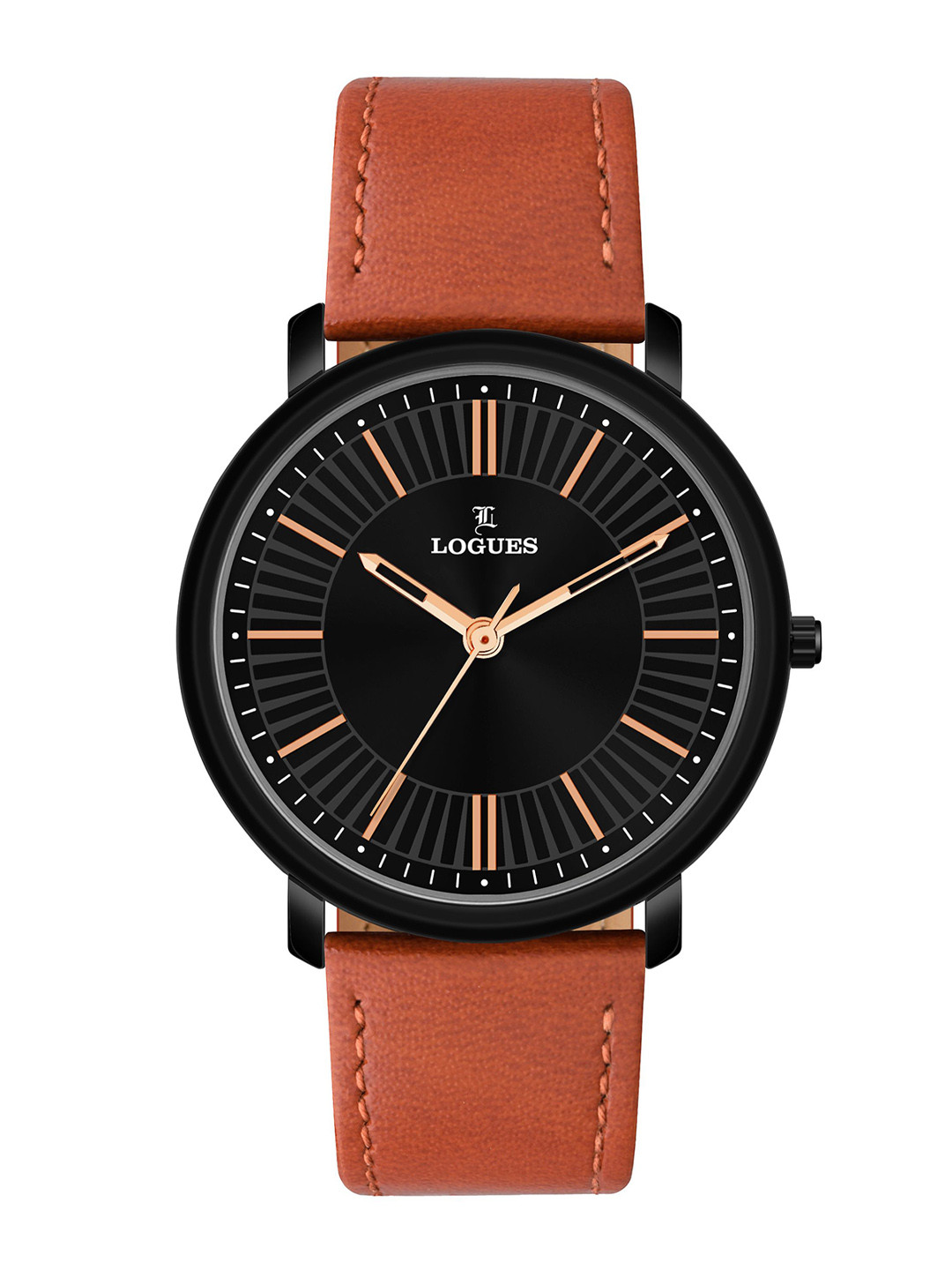 Buy L LOGUES Men Brass Dial & Leather Straps Analogue Watch G E 858 NL ...