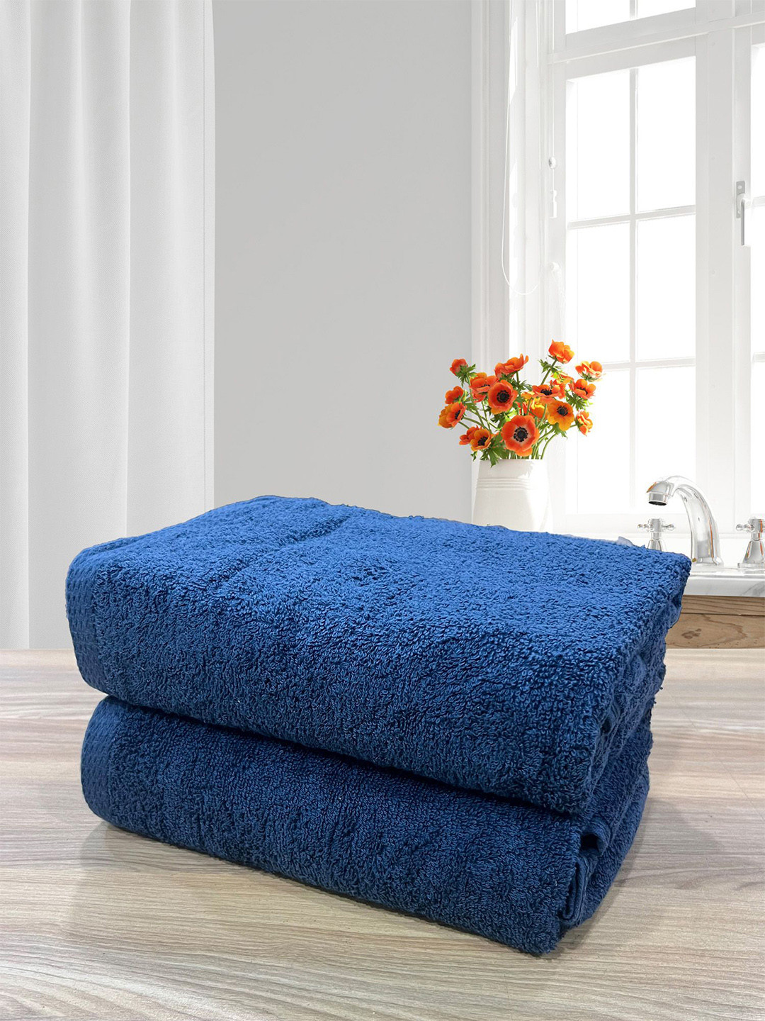 Buy LABHAM Blue 2 Pieces Pure Cotton 500GSM Quick Dry Light Weight Bath Towels - Bath Towels for ...