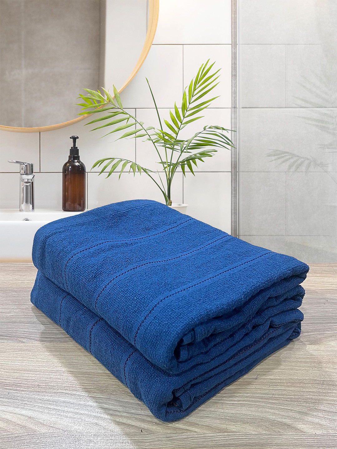 Buy LABHAM Blue 2 Pieces Pure Cotton 300GSM Quick Dry Light Weight Bath Towels - Bath Towels for ...