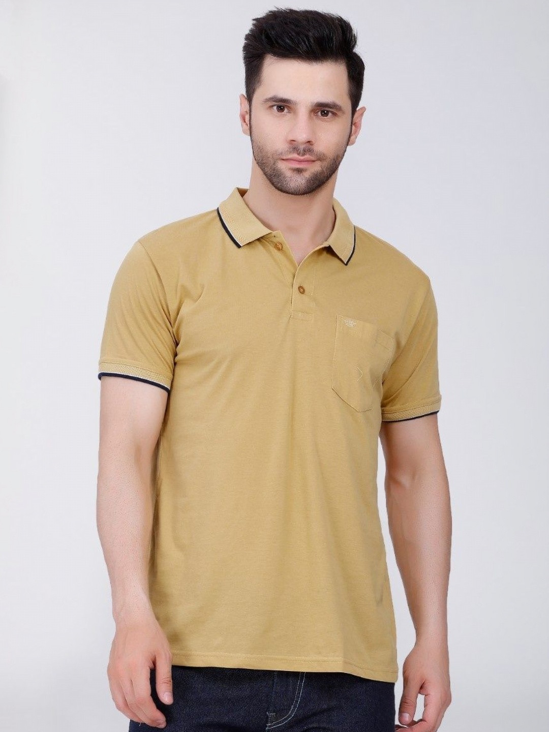 Buy ARRAY Men Solid Polo Collar Cotton T Shirt - Tshirts for Men ...