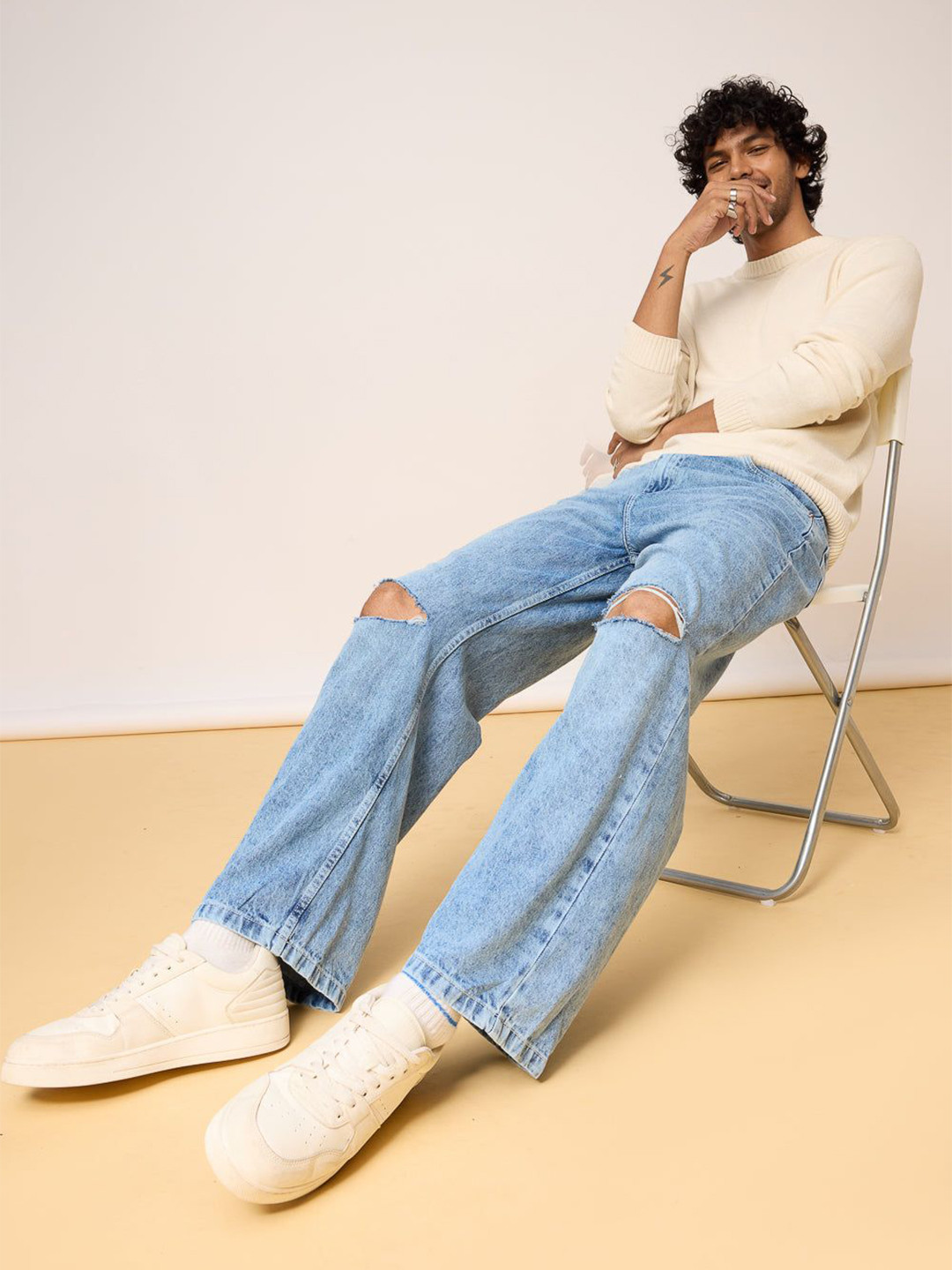 Buy FREAKINS Men Cotton Wide Leg High Rise Jeans - Jeans for Men ...