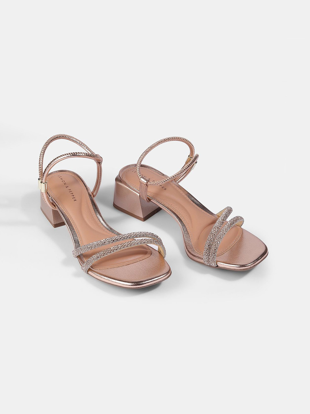 Buy LEMON & PEPPER Embellished Block Heel Sandals - Heels for Women ...
