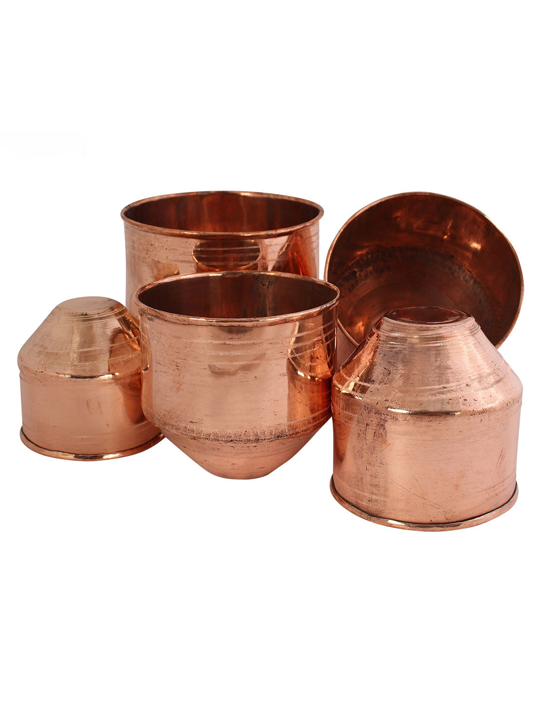 Buy Exotic India Set Of 5 Copper Ritual Bowls - Pooja Essentials for ...