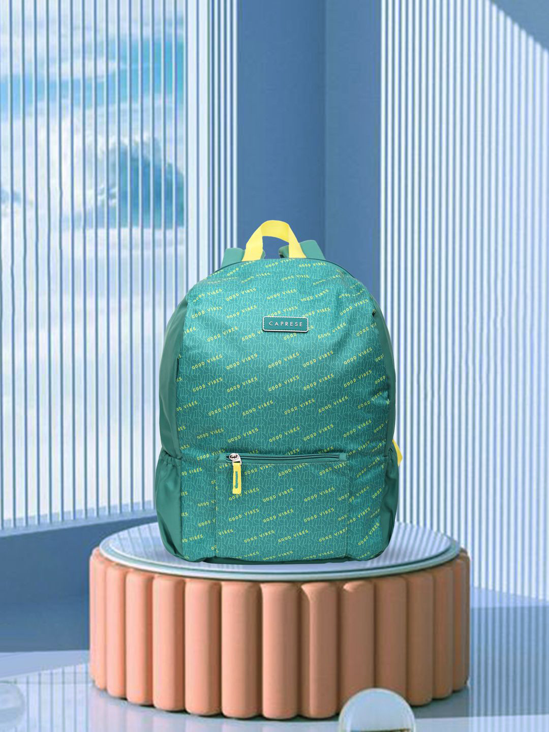 Buy Caprese Women Typography Backpack With Compression Straps ...