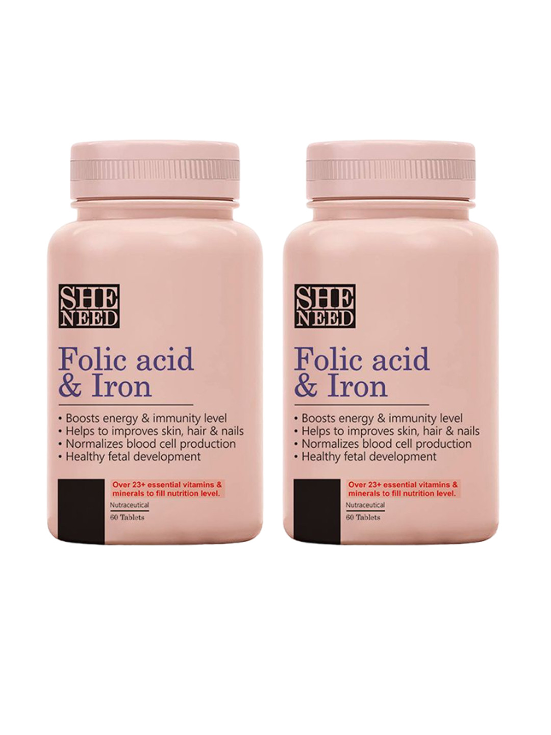 Buy SHENEED Women Set Of 2 Folic Acid & Iron Tablets 60 Tablets Each ...