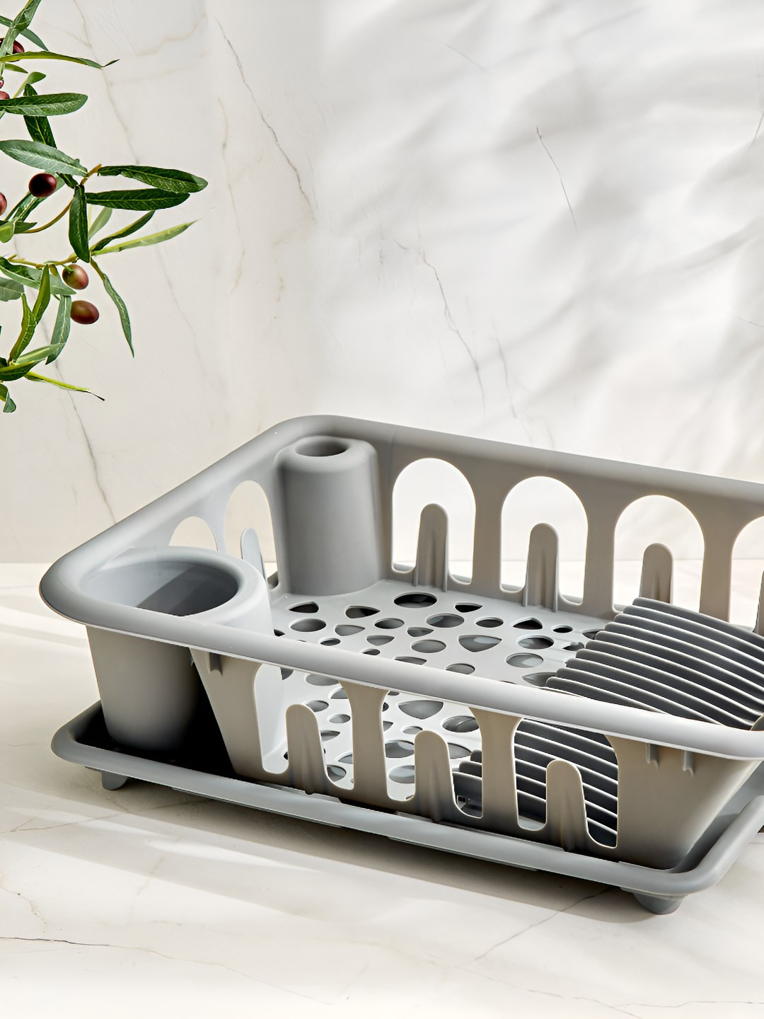 Buy Home Centre Orion Grey Dish Rack With Drainer Plate - Dish Rack for ...