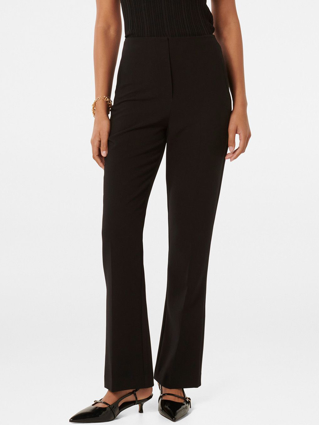 Buy Forever New Women Relaxed Straight Leg Flared High Rise Flat Front ...