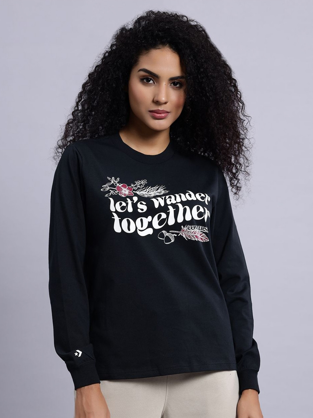 Buy Converse Women Typography Printed Round Neck Cotton T Shirt ...