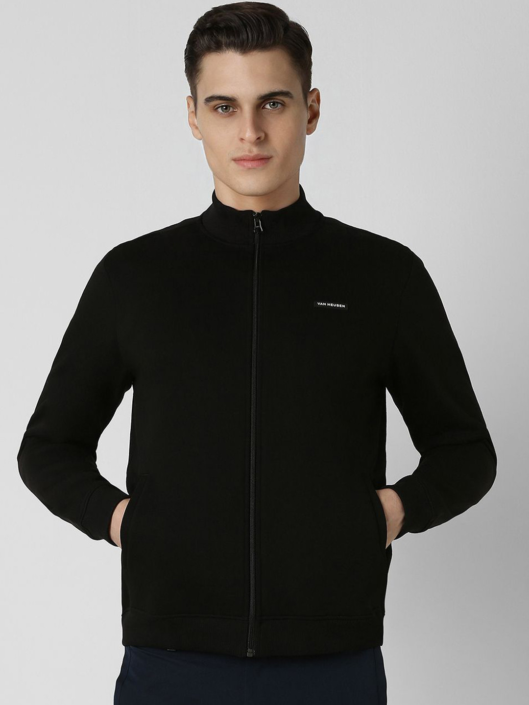 Buy Van Heusen Flex Men Solid Mock Collar Sporty Jacket - Jackets for ...