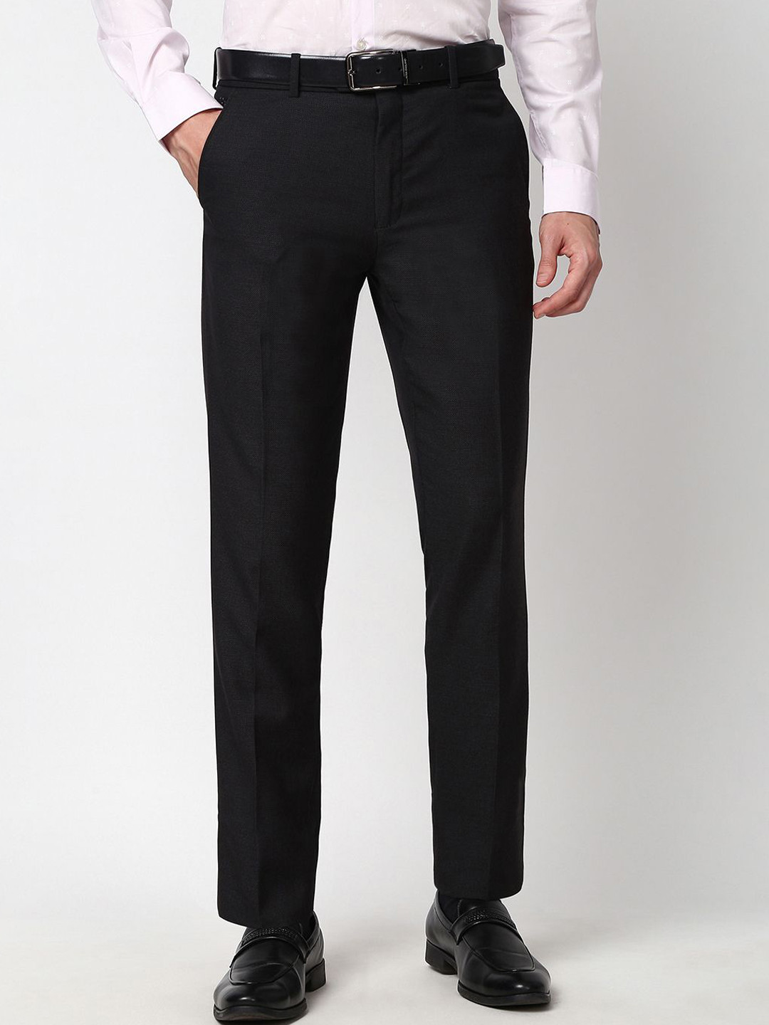 Buy Peter England Elite Men Printed Slim Fit Formal Trousers - Trousers ...