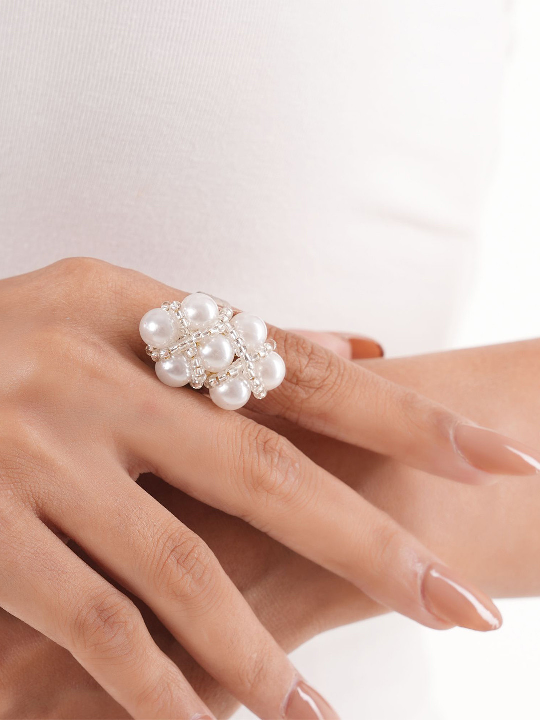 Buy D'oro Helmi Pearls Beaded Finger Ring - Ring for Women 30671971 | Myntra