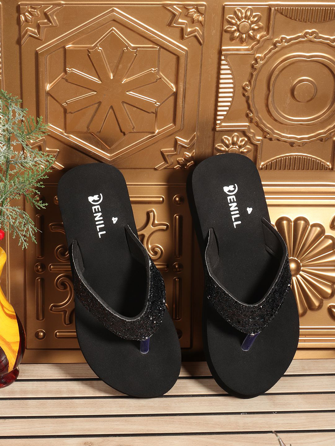 Buy Denill Women Ultra Soft Bottom Flats With Shiny Strap Open Toe ...