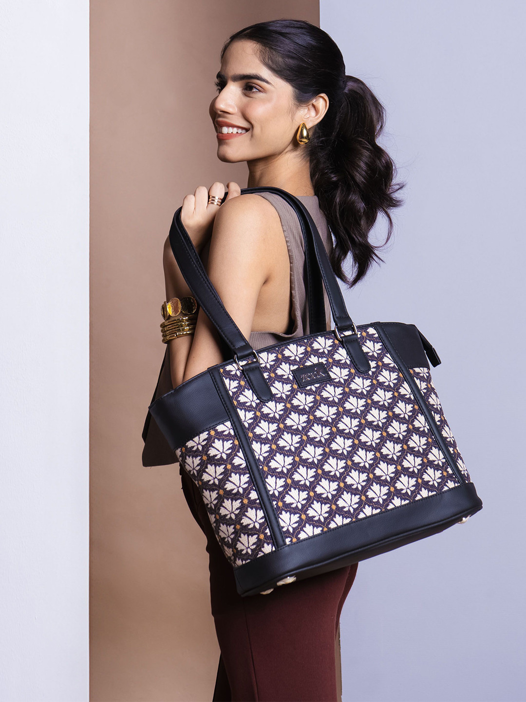 Buy ZOUK Ethnic Motifs Printed Structured Tote Bag - Handbags for Women ...