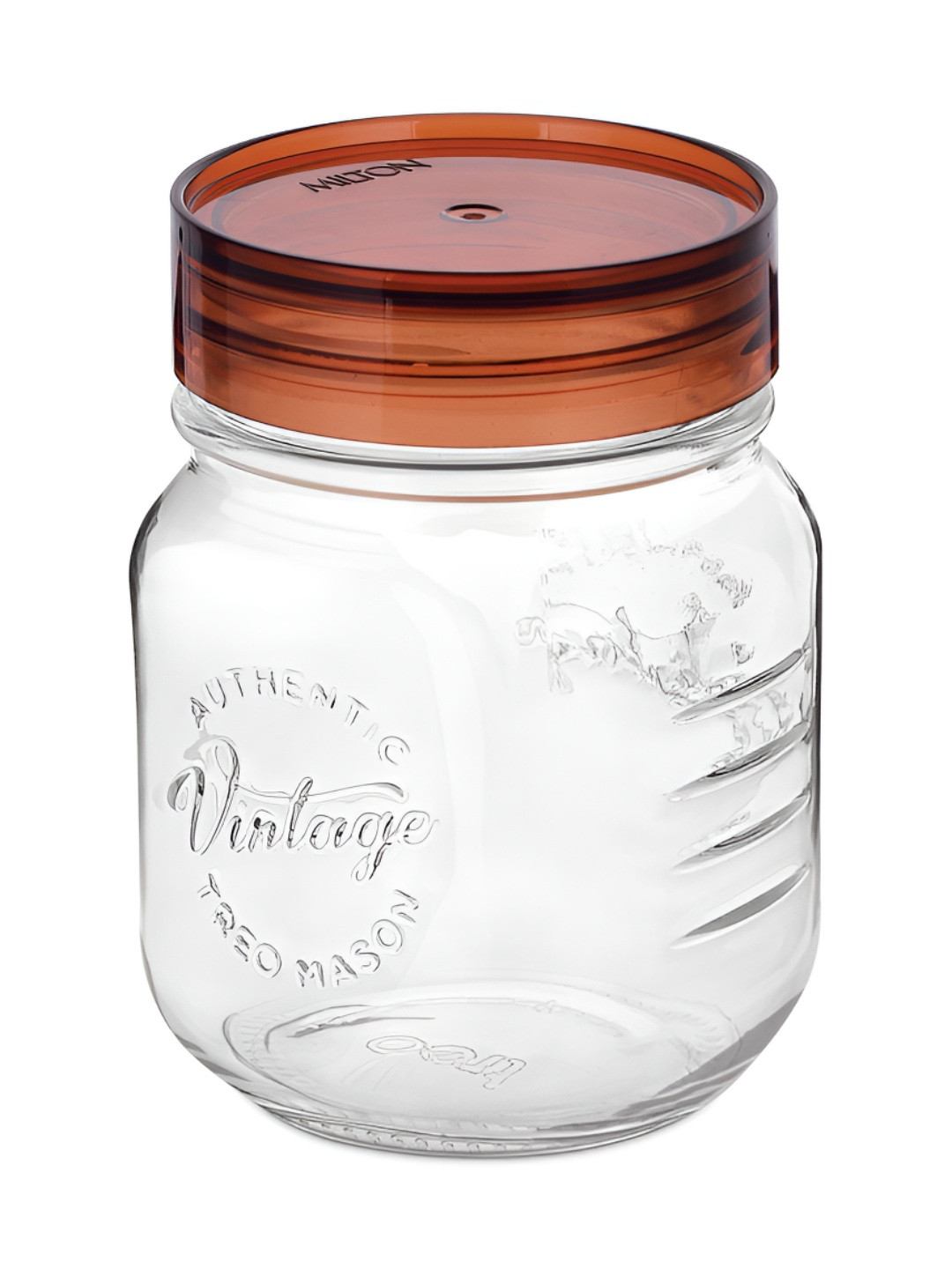 Buy Treo Vintage Transparent & Brown Glass Jar With Airtight Lid Glass ...