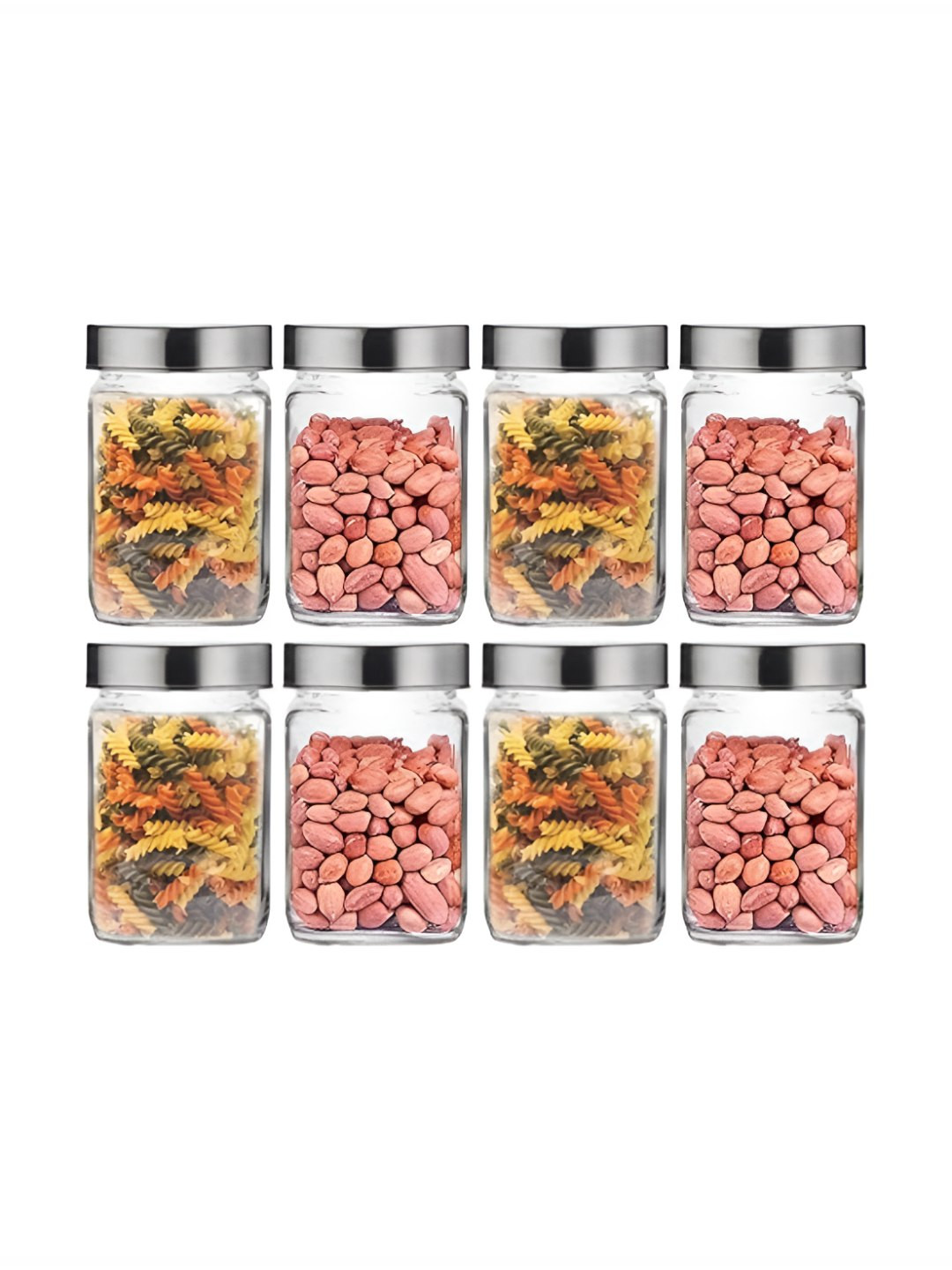 Buy CROCO JAR Transparent 8 Pcs Piramal Cubical Shape Storage Glass ...