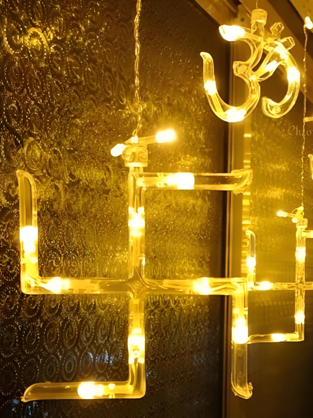 Buy XERGY Yellow Om Swastik String Curtain Lights - String Lights for ...