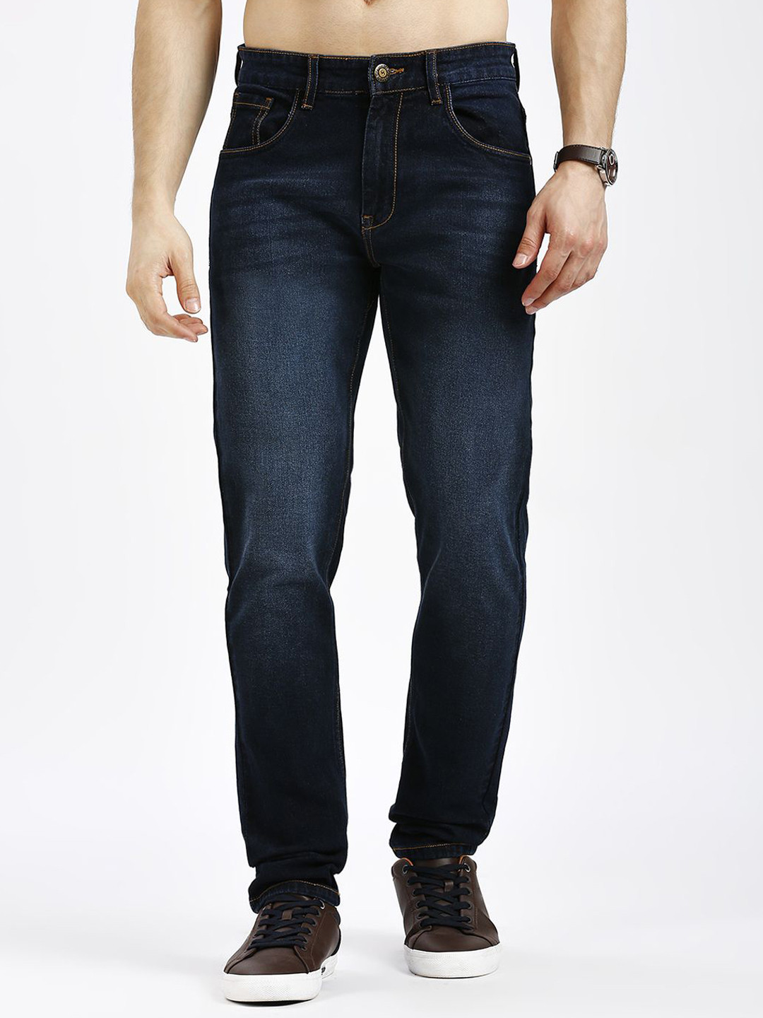 Buy HJ HASASI Men High Rise Light Fade Acid Wash Stretchable Jeans ...