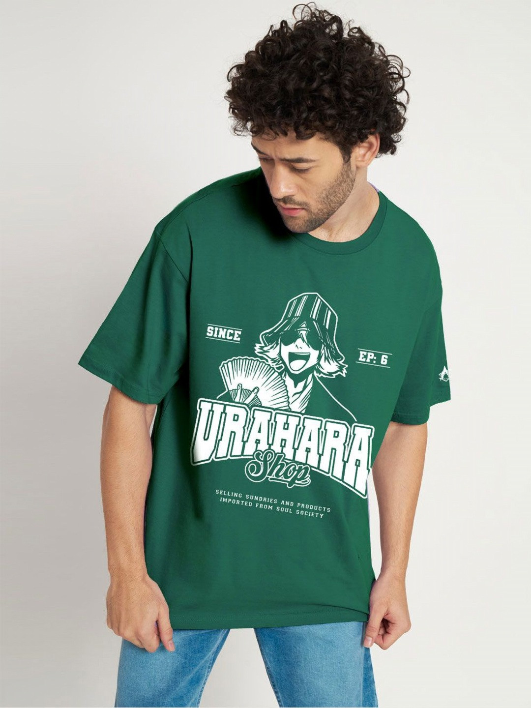 Buy COMICSENSE Men Bleach Anime Shopkeeper Printed Cotton Drop Shoulder ...