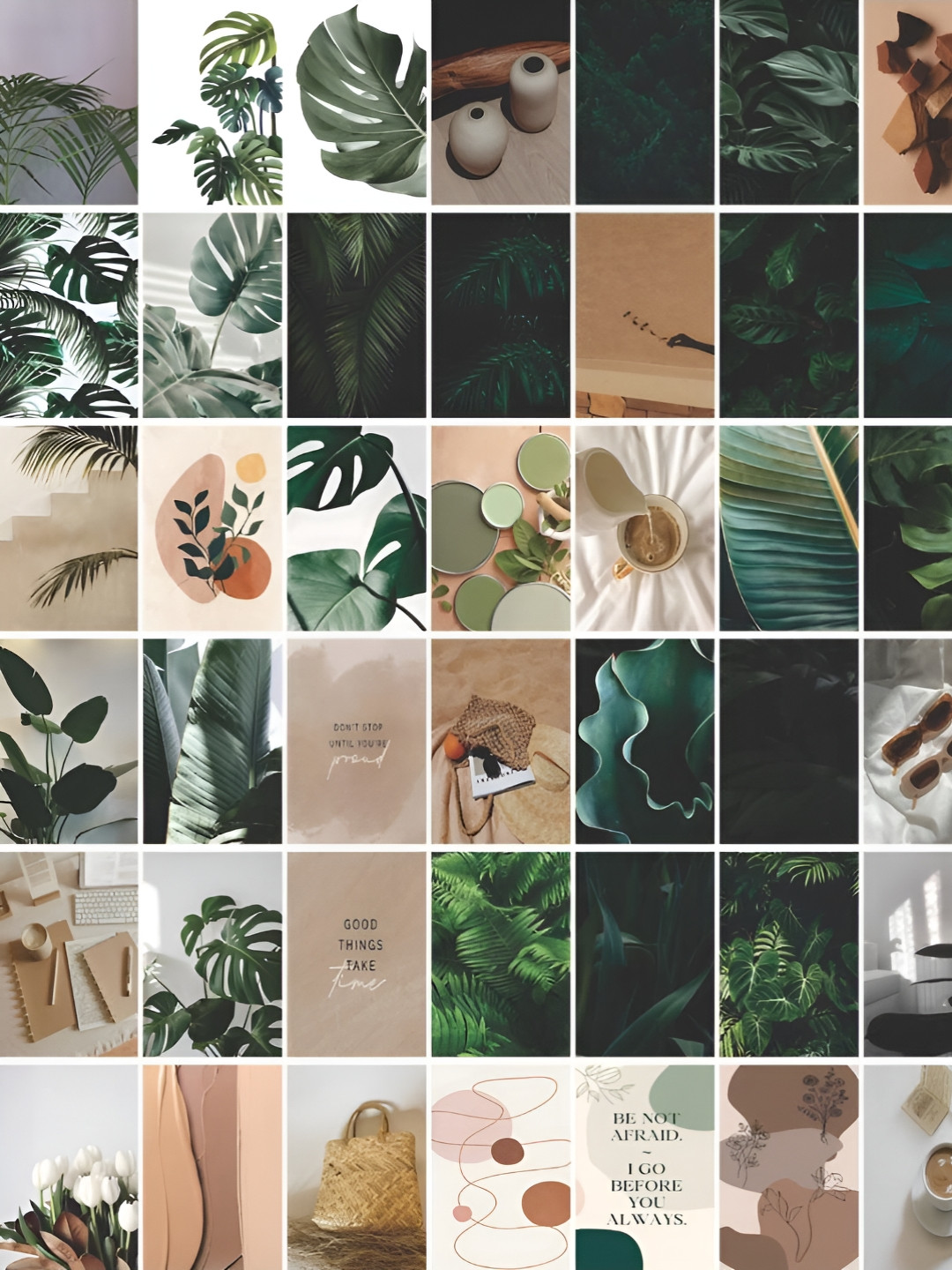Buy CVANU Green And Beige 45 Pieces Floral And Botanical Paper Wall ...