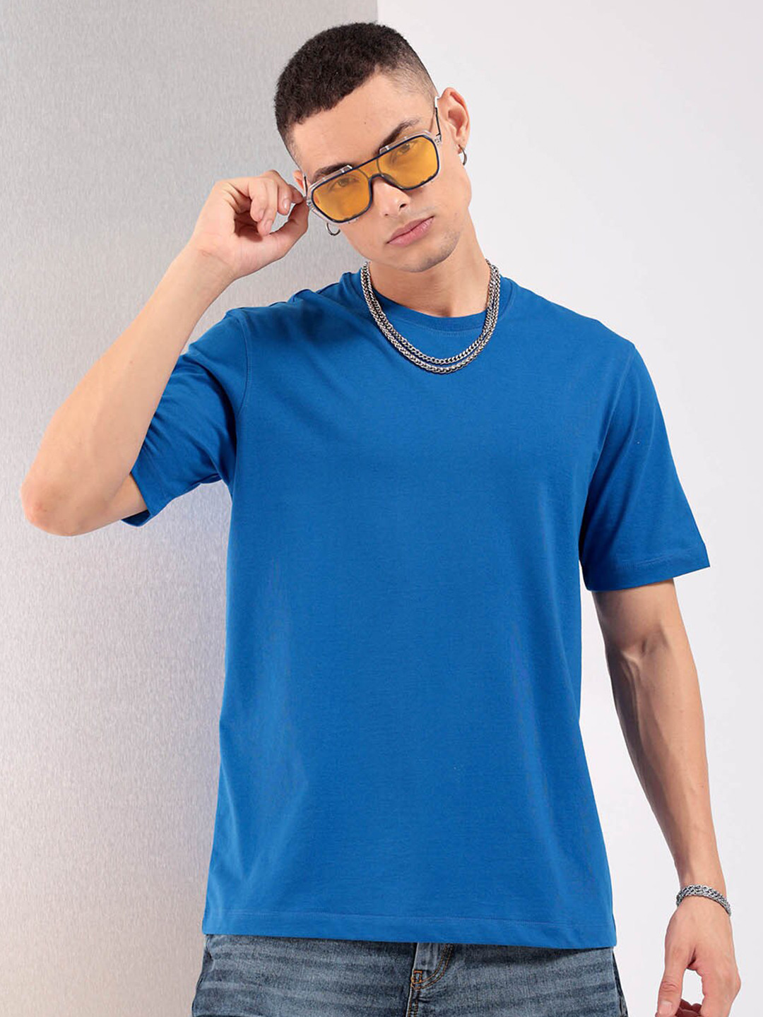 Buy The Indian Garage Co Blue Round Neck Short Sleeves Regular T Shirt ...