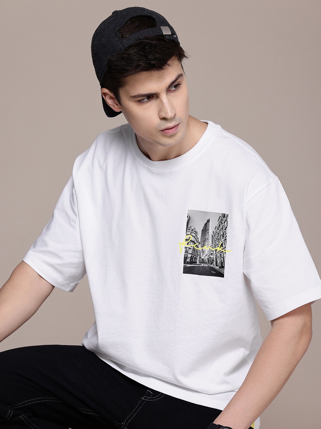Buy Fcuk Printed Oversized Drop Shoulder Sleeves Pure Cotton T Shirt