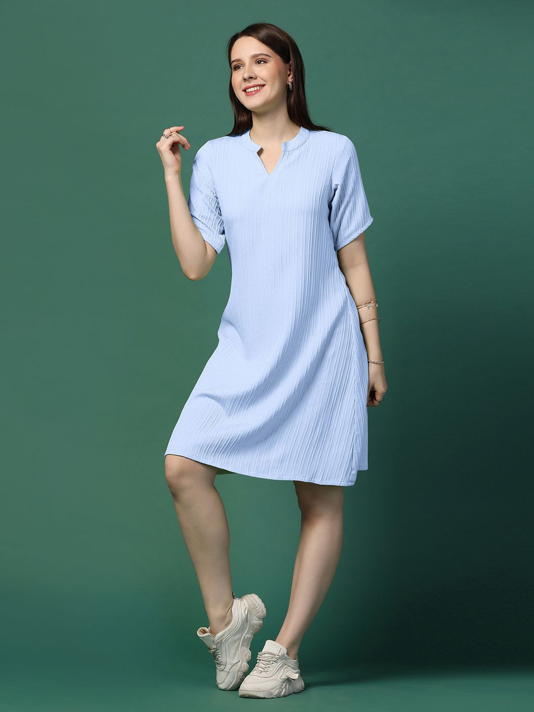 Buy OMPAX Solid A Line Knee Length Dress - Dresses for Women 30708526 ...