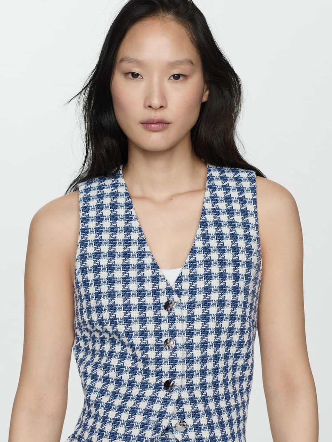 Buy MANGO Houndstooth Gilet Jacket - Waistcoat for Women 30543848 | Myntra