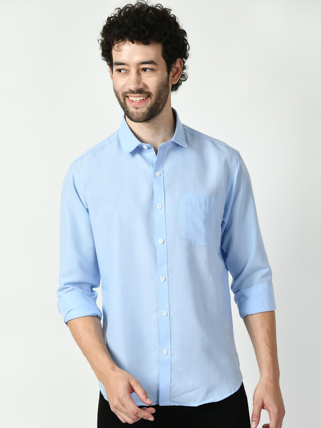 Buy PEBCO Men Classic Spread Collar Solid Cotton Slim Fit Casual Shirt - Shirts for Men 30709647 ...