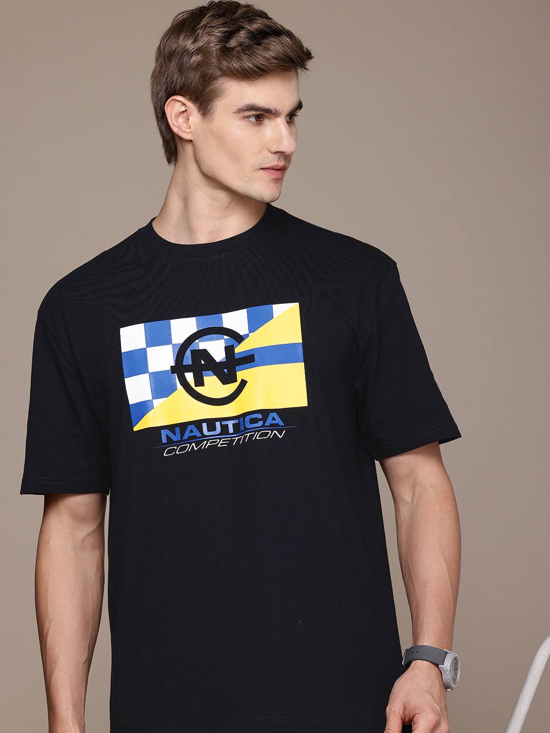 Buy Nautica High IQ Brand Logo Printed Pure Cotton T Shirt - Tshirts ...