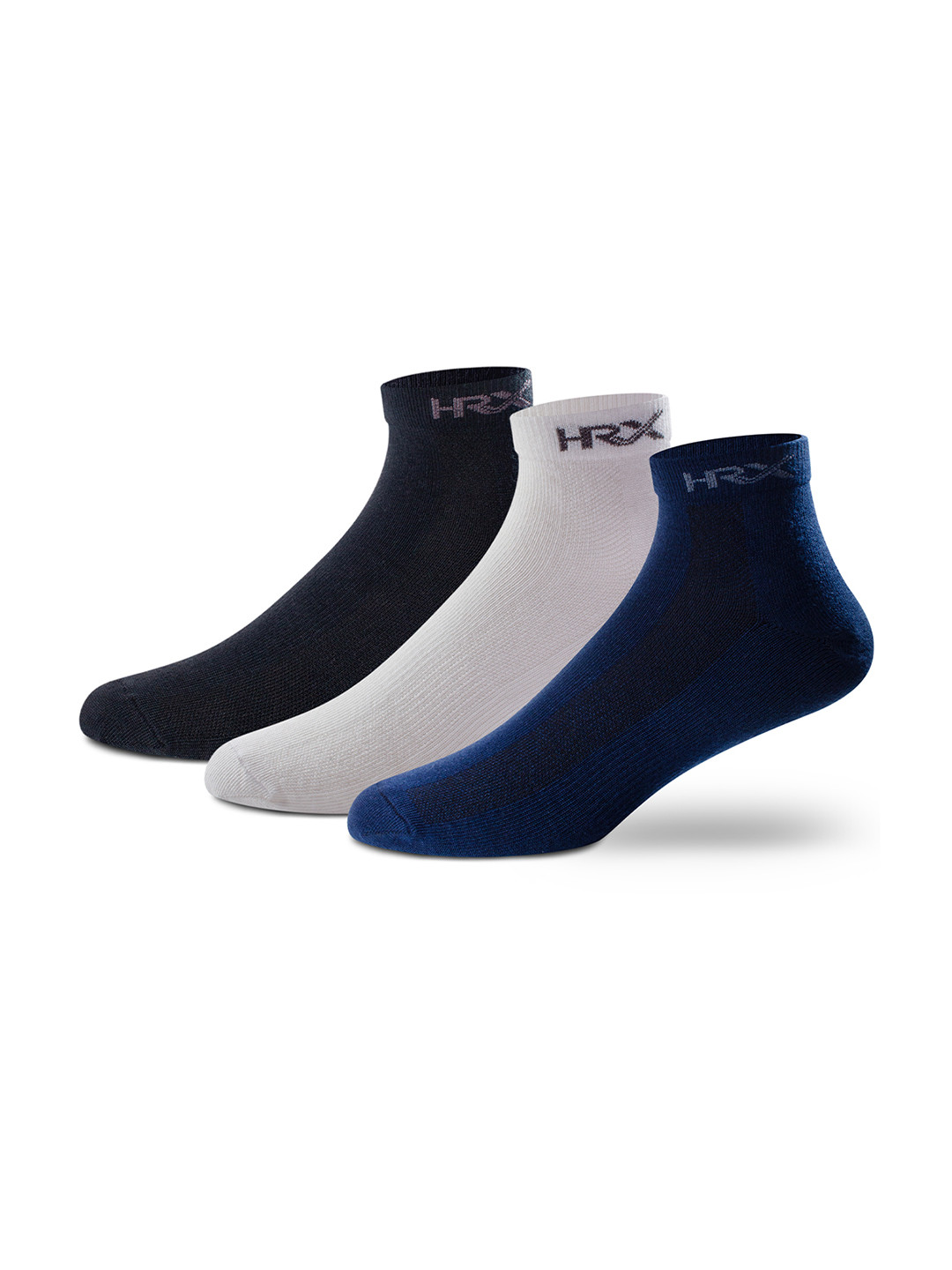 Buy HRX By Hrithik Roshan Men Pack Of 3 White & Blue Ankle Length Socks ...
