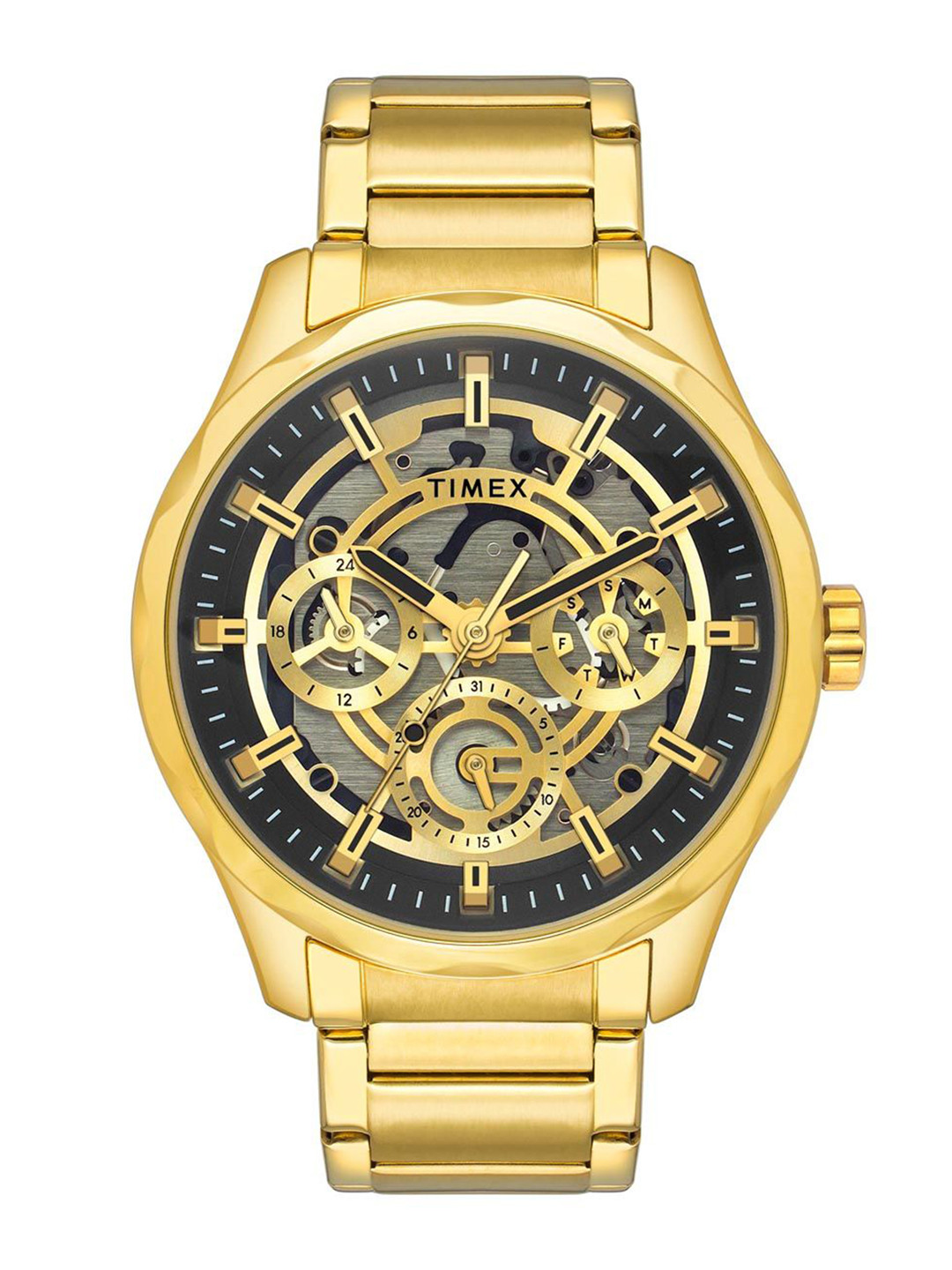 Buy Timex Men Brass Skeleton Dial & Stainless Steel Straps Analogue ...