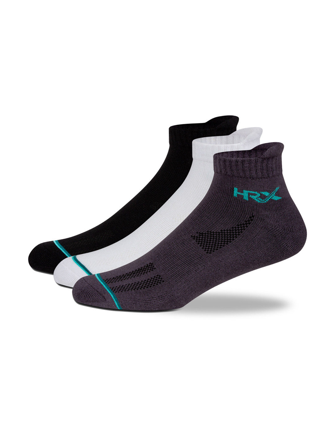 Buy HRX By Hrithik Roshan Men Pack Of 3 Black And White Ankle Length ...