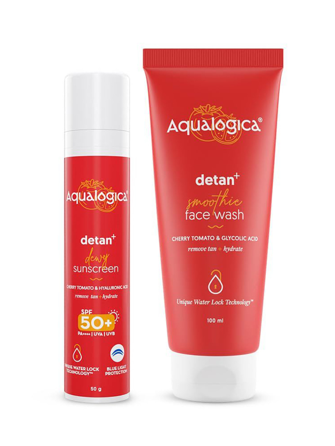 Buy Aqualogica Detan Smoothie Face Wash 100ml & Detan Dewy Sunscreen ...