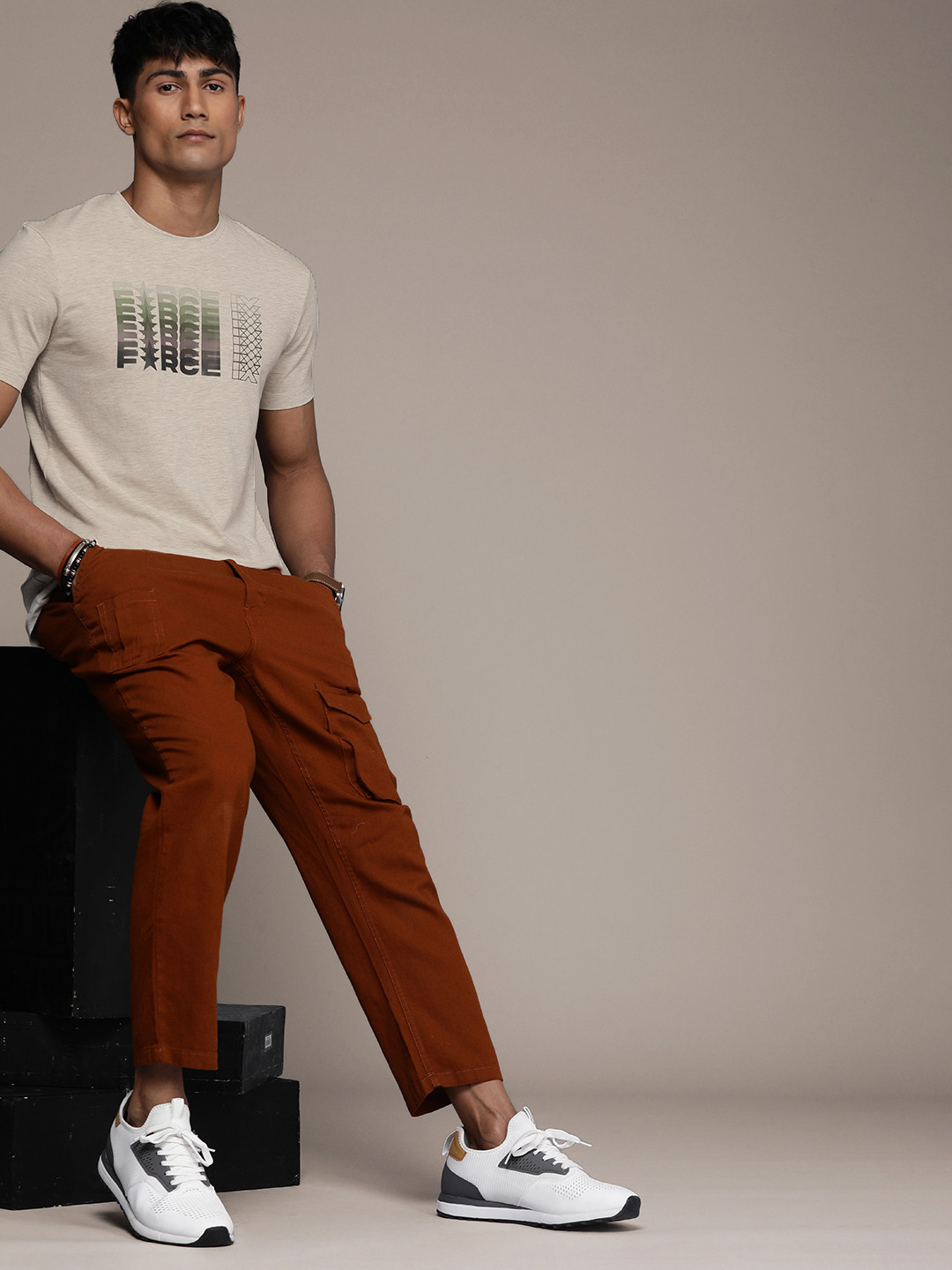 Buy FORCE IX Men Brand Logo Printed Round Neck T Shirt - Tshirts for ...